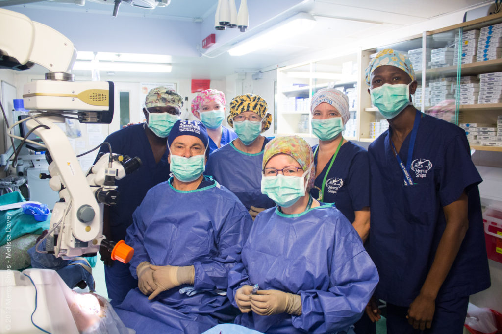 Opthalmic Surgery Team performing Cataract surgery on patient.